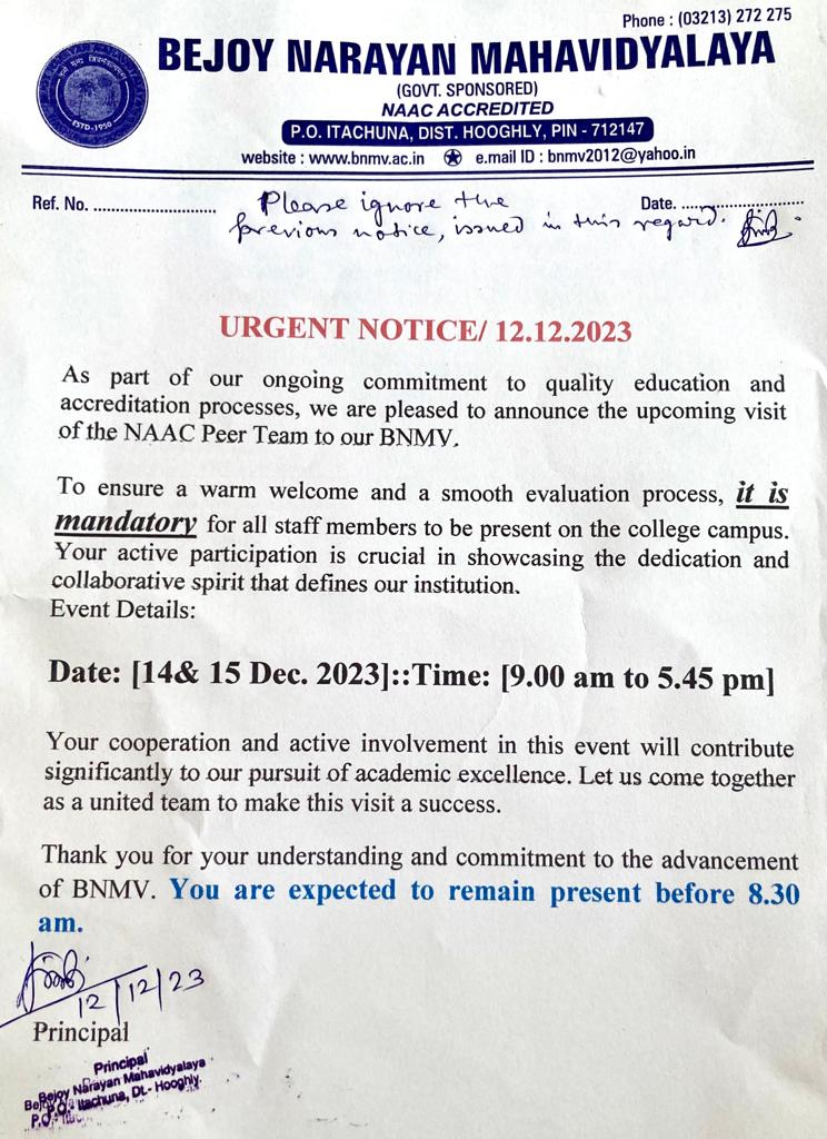 Notice Board | Bejoy Narayan Mahavidyalaya